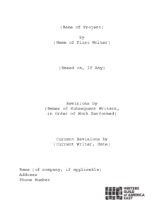 Sample Cover Page | Writers Guild of America East