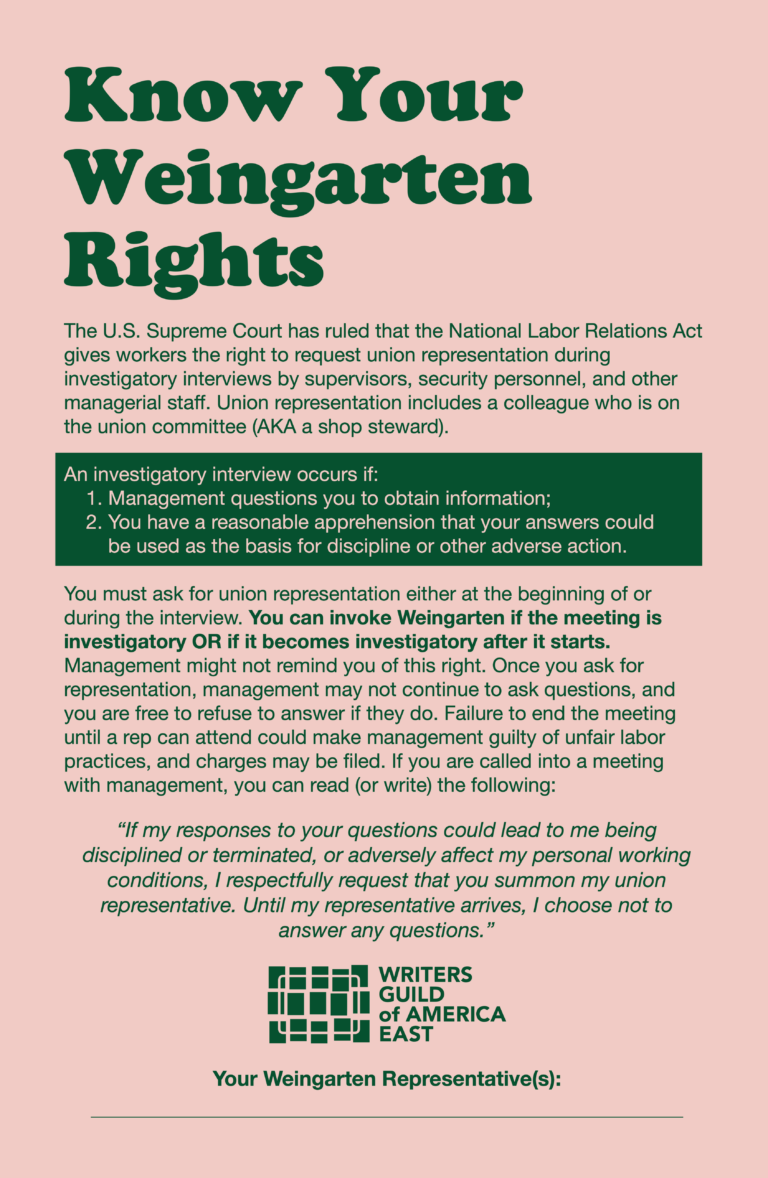 Weingarten Rights | Writers Guild of America East