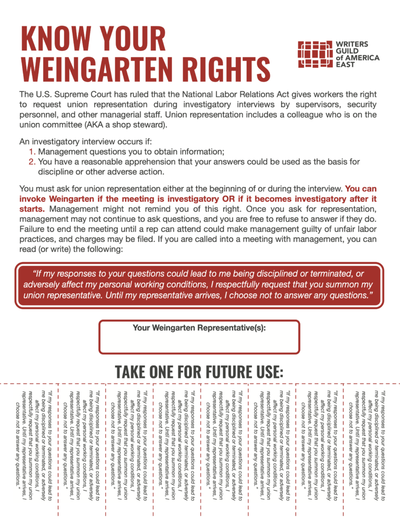 Weingarten Rights | Writers Guild of America East